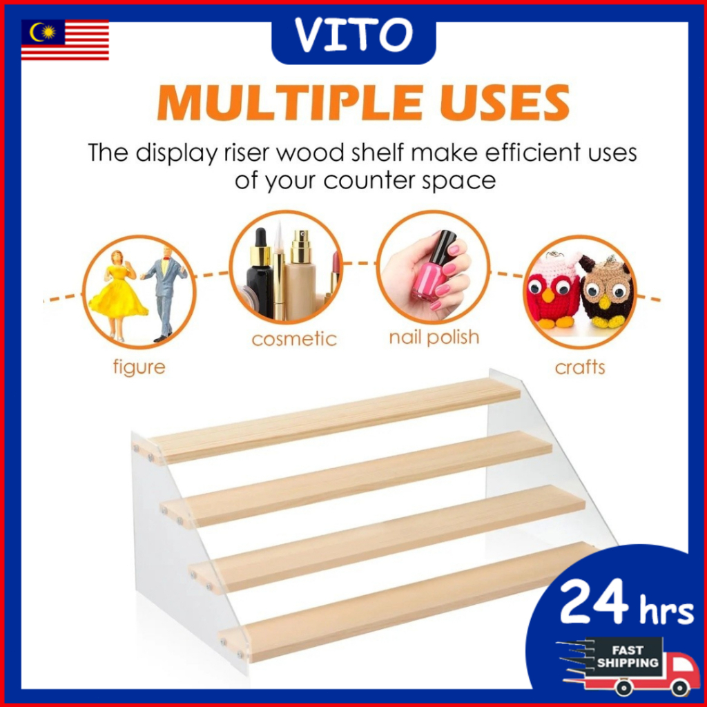 4/5 Tier Wooden Acrylic Display Stand Toy Cosmetics Showcase Anime ...