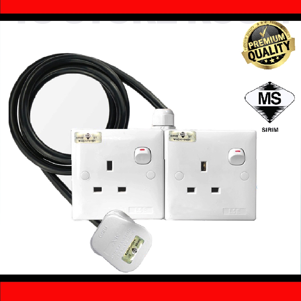 (SIRIM) Heavy Duty Extension Wire Extension Plug FULL COPPER WIRE 2 Way ...