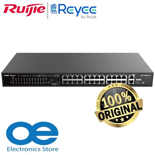 Ruijie Reyee RG-ES126S-P V2 Network 24 Port 10/100 Mbps PoE Port With 2 ...