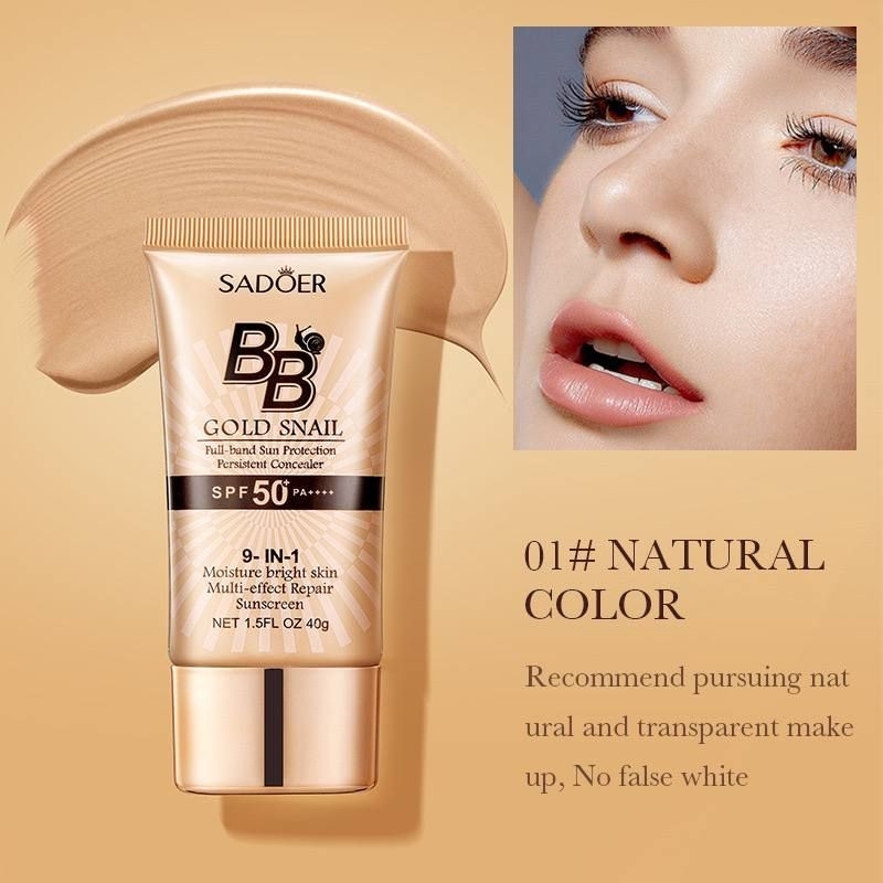 SADOER GOLD SNAIL SUNSCREEN BB CREAM SPF50+PA+++ Krim BB pelindung matahari SPF50 PA+ ...
