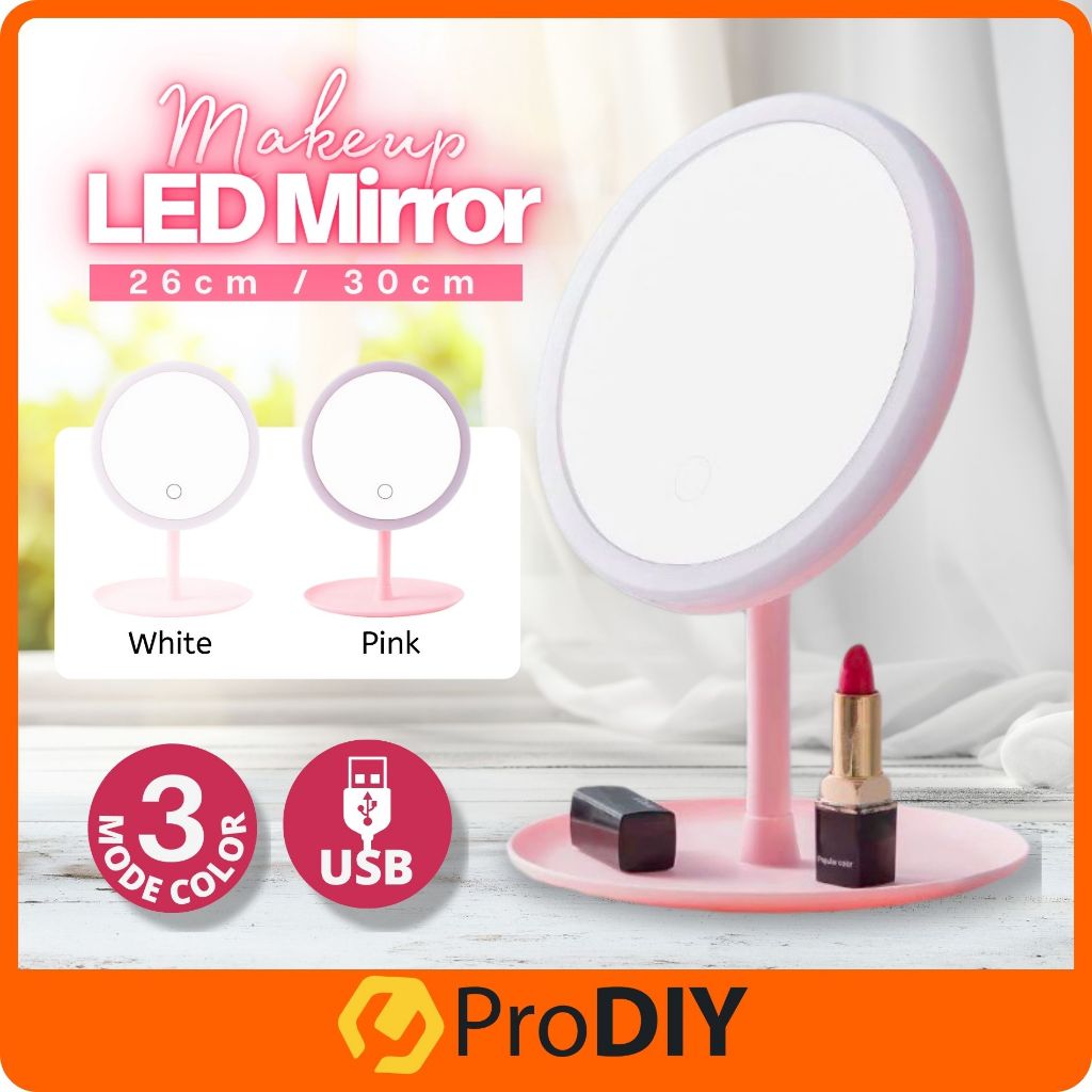 14X Cute Rabbit USB Rechargeable Touch Screen Make Up Mirror 3 COLOUR ...