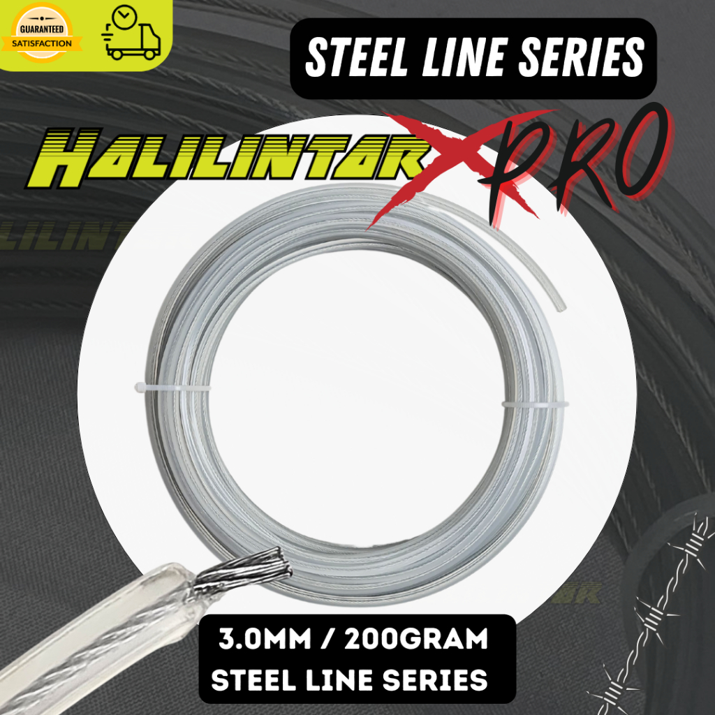HALILINTAR 200g Steel Trimmer Line 3.0mm / Tali Mesin Potong Rumput ...