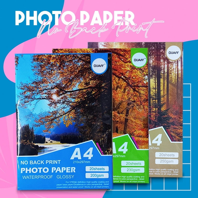 QUAFF Tree Type No Back Print Inkjet Photo Paper Glossy A4 Size - 20 ...