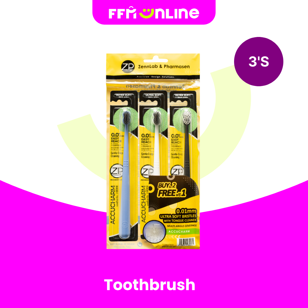 ZP Toothbrush 3's (0.01 Antibacterial) - Accucharm | Shopee Malaysia