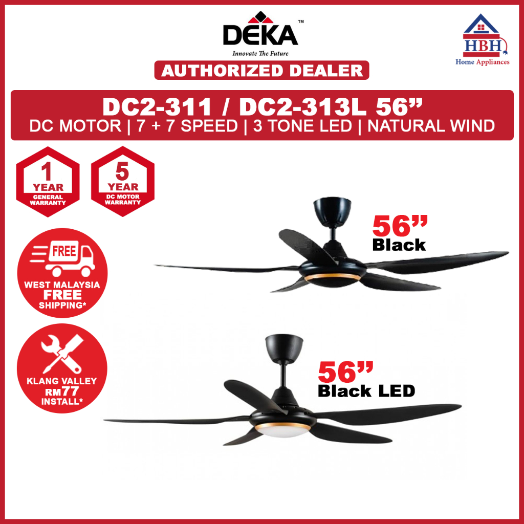 (RM77 Install) Deka DC2-311 DC2-313L 56'' DC Inverter 7 + 7 Speed LED ...
