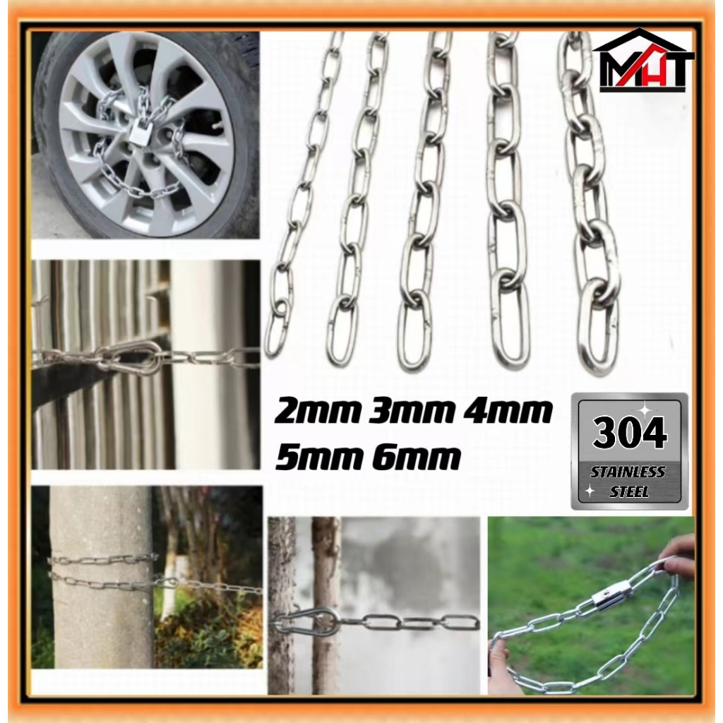 304 Stainless Steel Long Link Chain 2mm - 6mm Industry Welded Binding ...