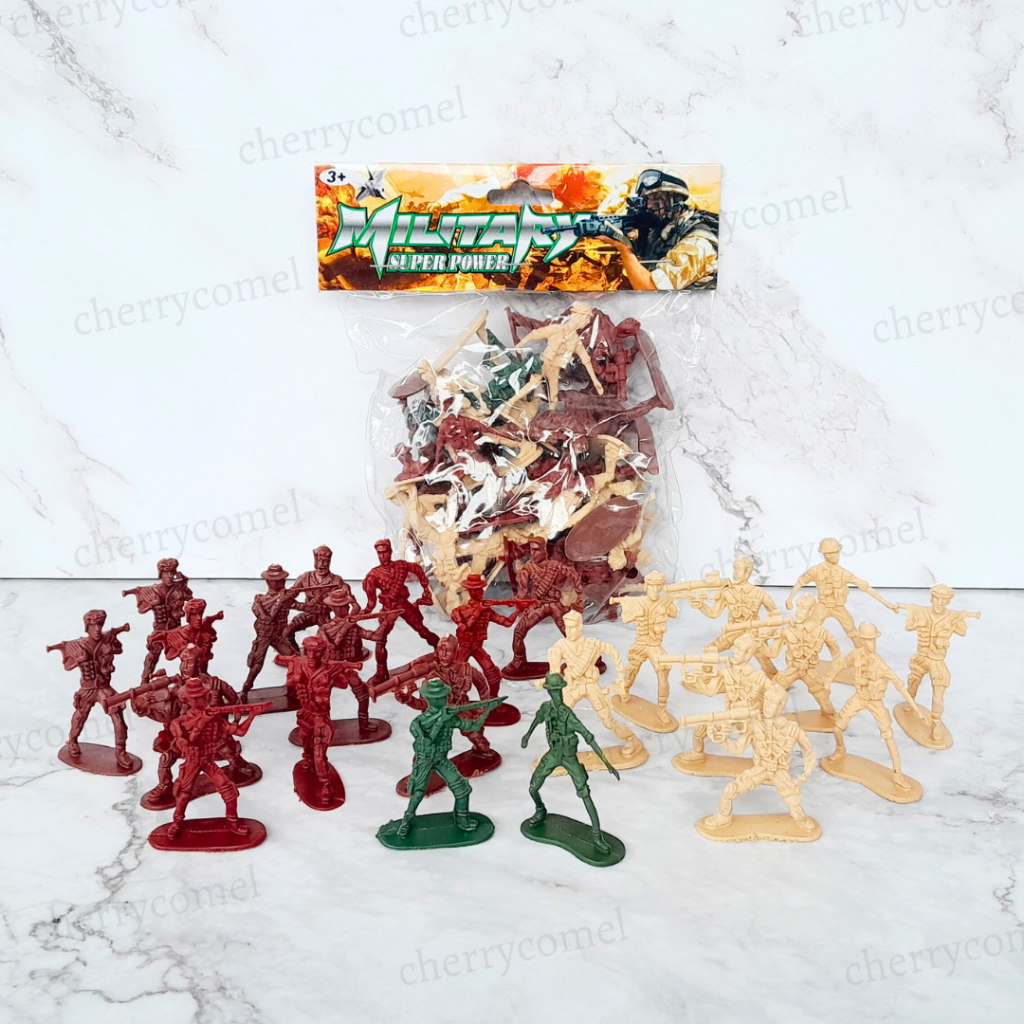 25+- pcs Toy Soldiers Figurines Army Men Askar Mainan Perang War Toys ...