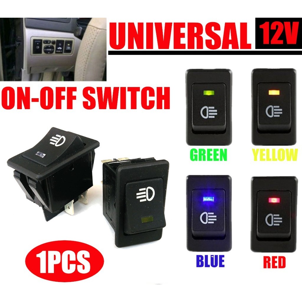 1PCS Car On Off Switch Fog Lamp Switch Suis Lampu Kereta 12V with Led ...