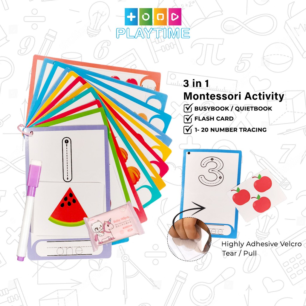 Montessori Math Activity (3 in 1) Number Learning Busy Book Quit Book ...