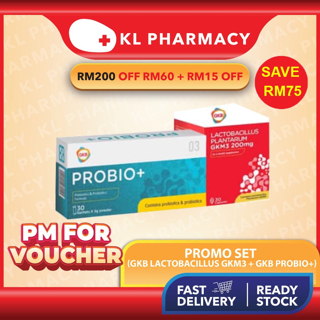 [Promo Set] GKB Lactobacillus Plantarum GKM3 200mg 30's + GKB Probio+ ...