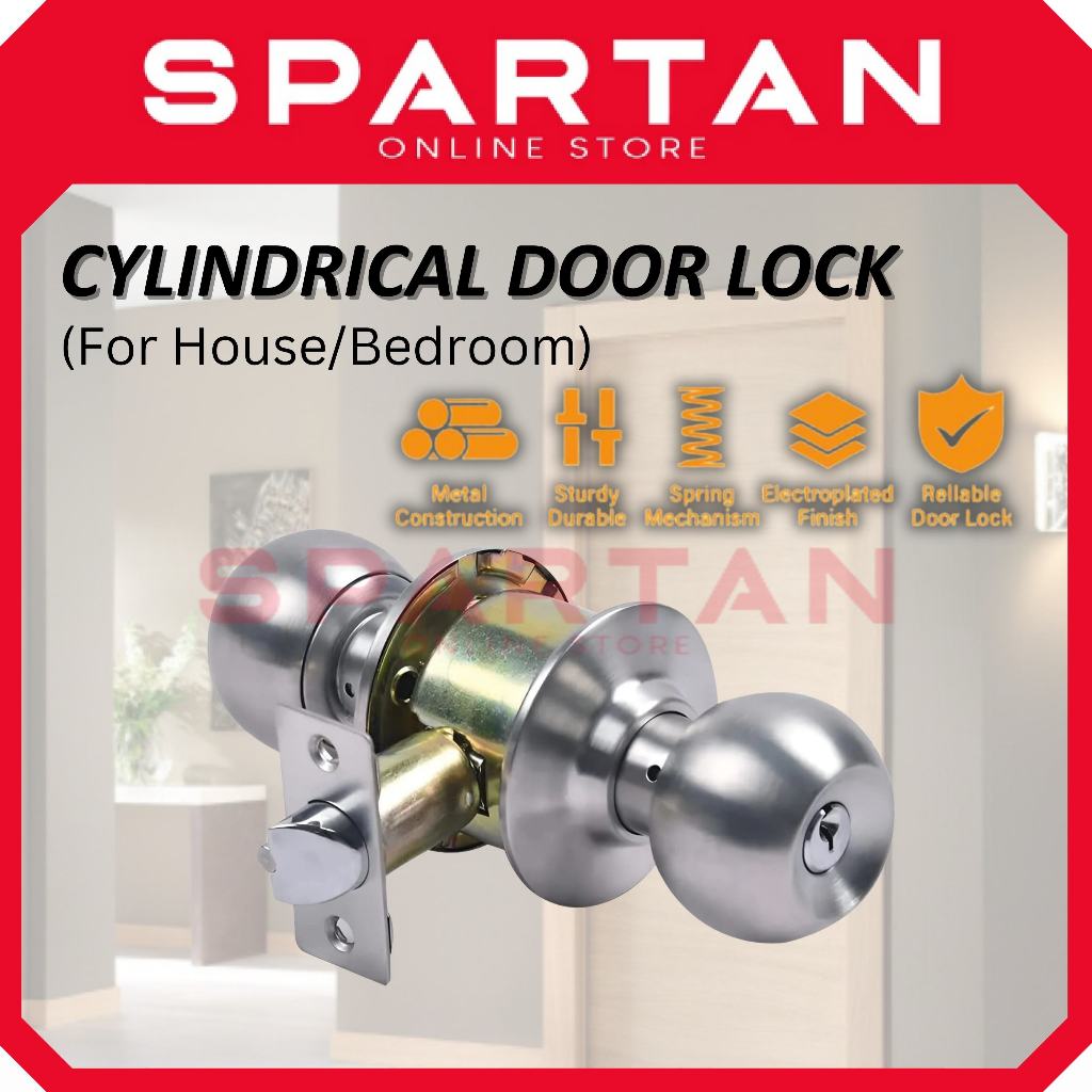 Premium Stainless Steel Cylindrical Door Knob Entrance Lock Room Lock ...