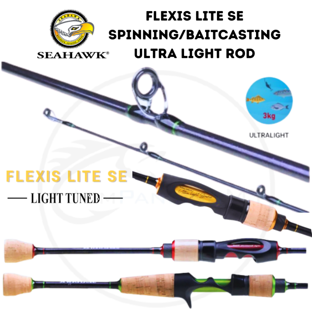 Seahawk Flexis Light SE Spinning Baitcasting UltraLight Fishing Rod ...