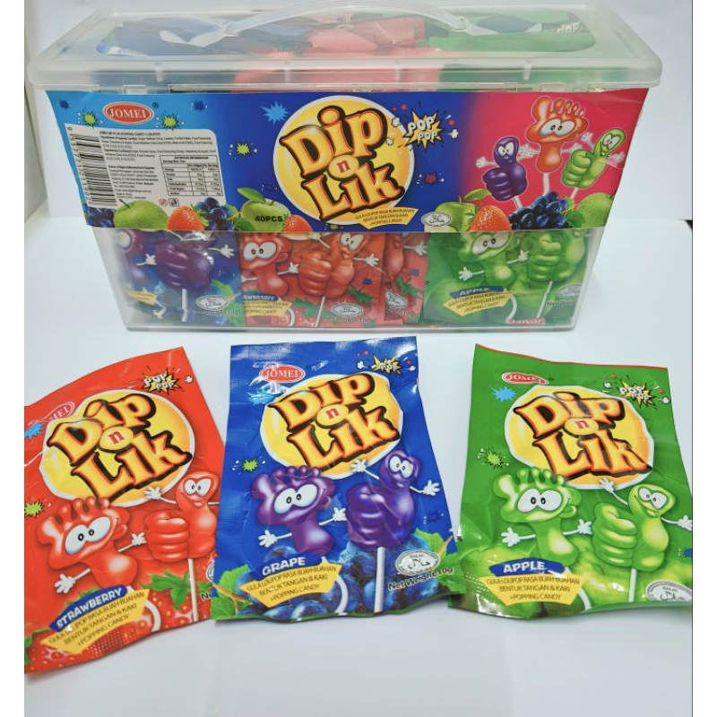 40pcs Dip n Lik Lollipop + Popping Candy / Gula Lolipop Rasa Buah ...