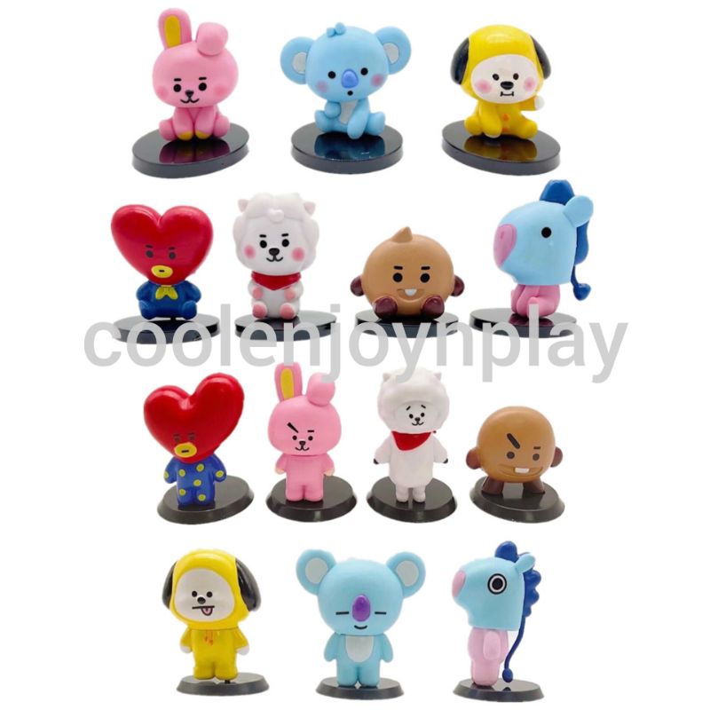 **Ready Stock in Malaysia** Cartoon Bt21 Q Figure 7 In 1 Set Action Figure PVC Figure(Not ...