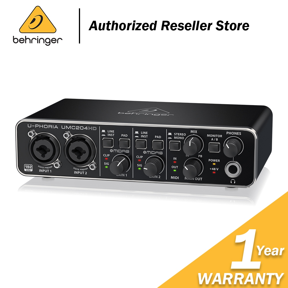 Behringer U-Phoria UMC-204HD USB 2.0 Audio Interface (UMC204HD / UMC ...