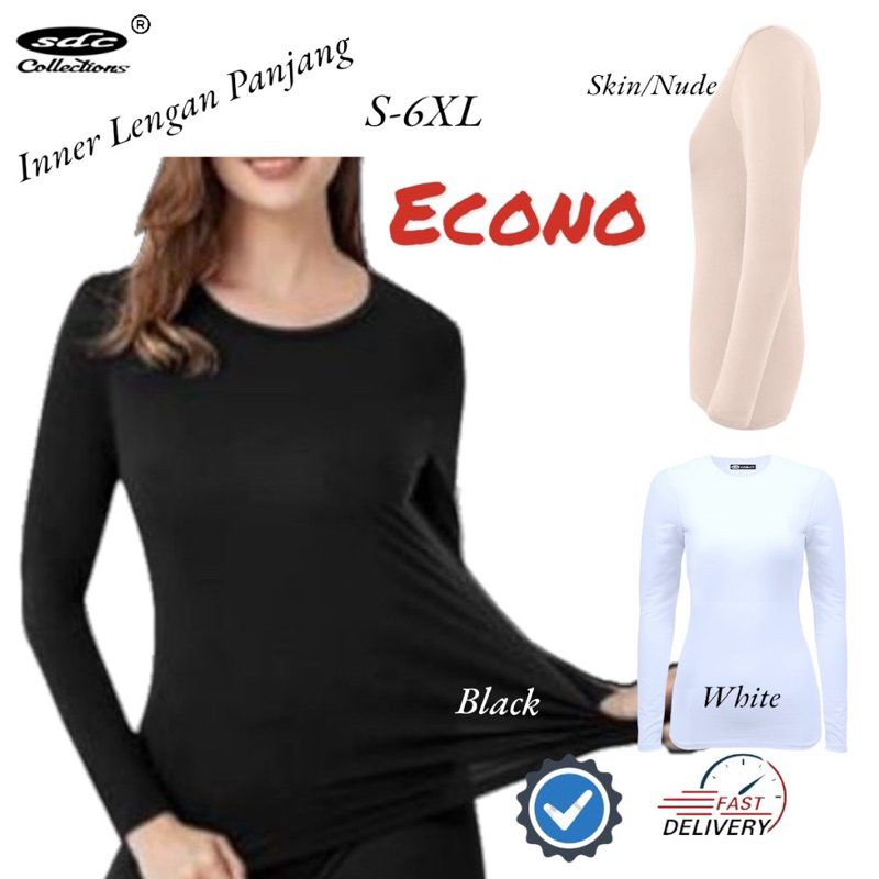 SDC INNER Baju Lengan Long Sleeve tshirt Muslimah Inner Plus Size Baju ...
