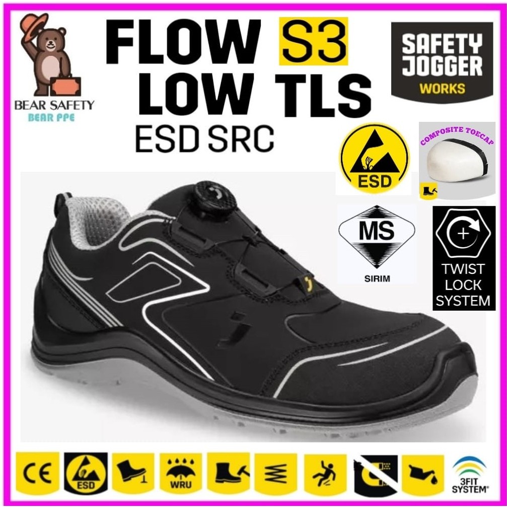 SAFETY JOGGER - FLOW (TLS) Twist Lock System S3 { LOW-CUT } ESD SRC ...