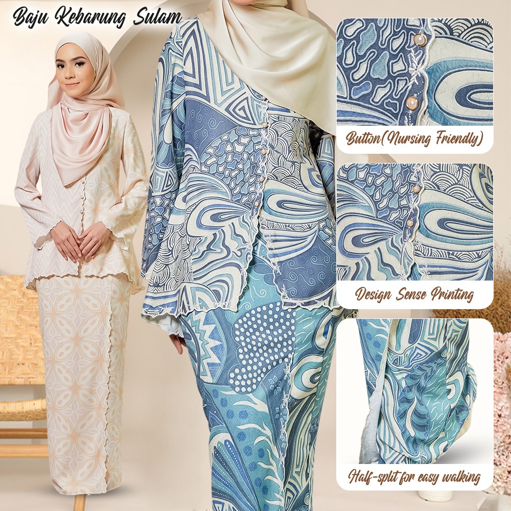 BAJU KEBARUNG MODEN kurung kedah SET TUNIC Sulam Nursing/BF Friendly ...