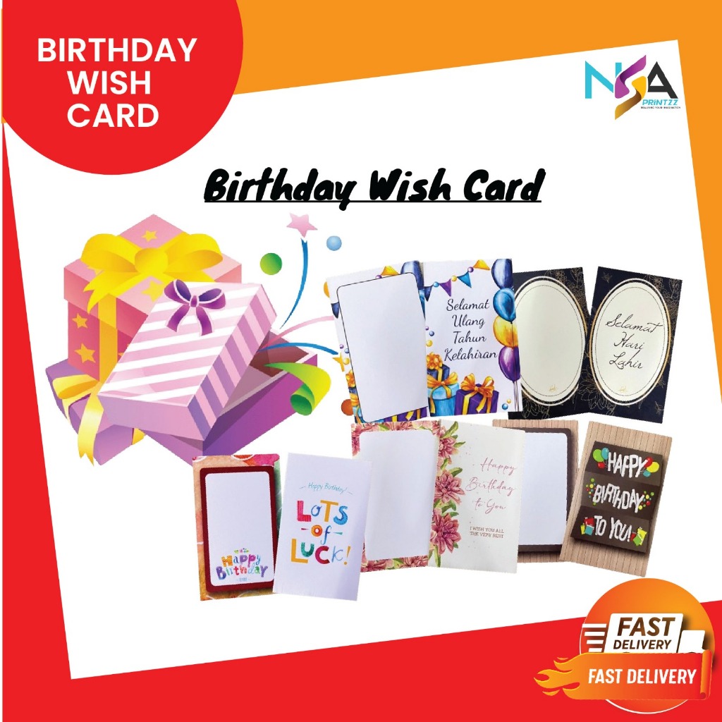 Wish Card Happy Birthday. Kad Ucapan Selamat Ulang Tahun Kelahiran Hari ...