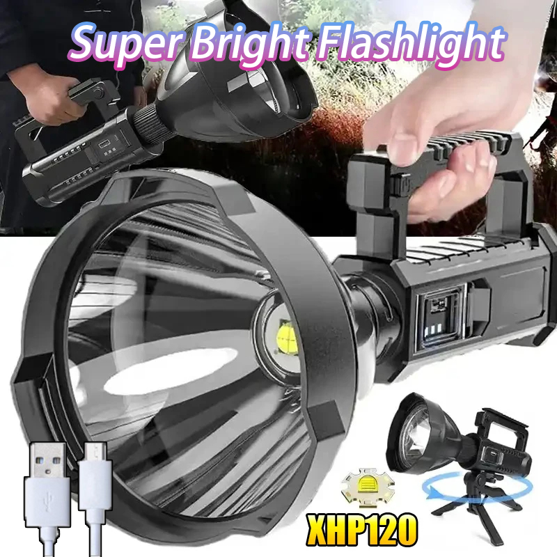 1000W Powerbank Flashlight with stand USB Rechargeable torchlight Power ...