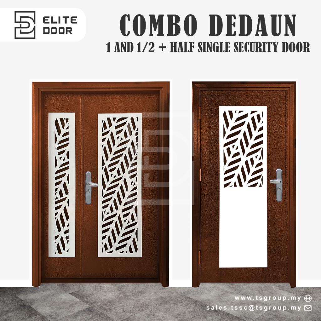 ELITEDOOR Lowest Combo Price Dedaun Security Door (Son & Mother + Single - Half Design) With 10 ...