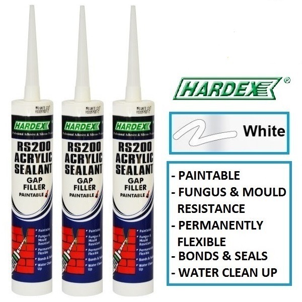 WHITE_RS200 HARDEX PAINTABLE GAP FILLER / RS-200 HARDEX ACRYLIC SEALANT | Shopee Malaysia