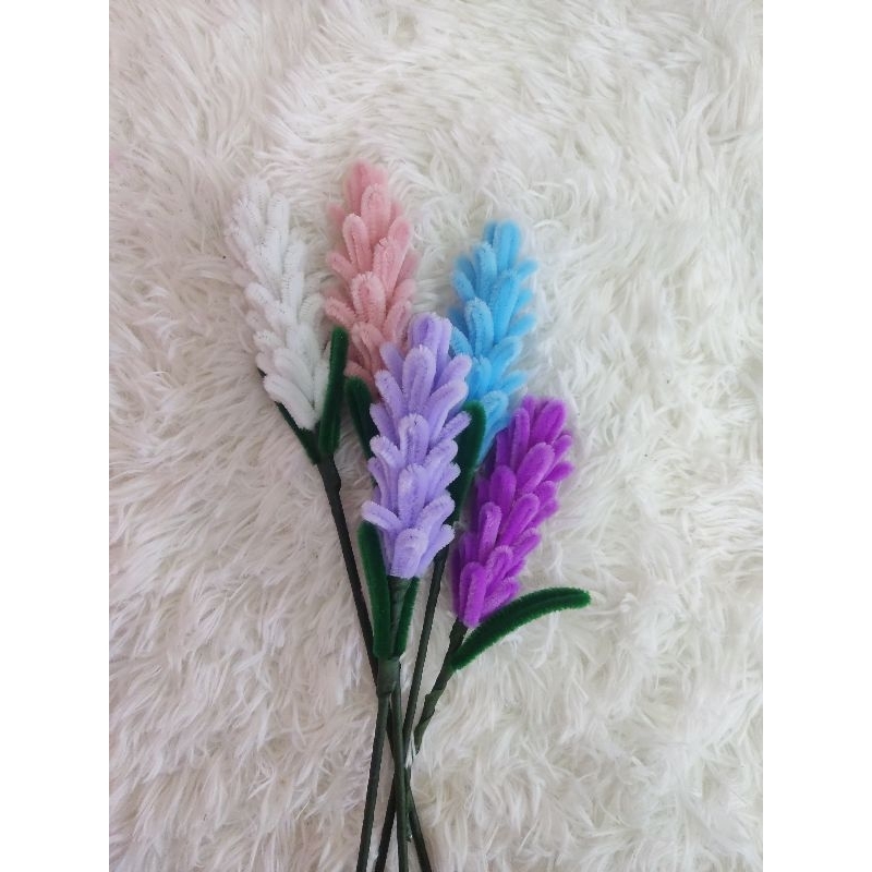 Handmade Lavender Chenille Flower ONLY /Bunga Kawat Bulu/Pipe Cleaner ...