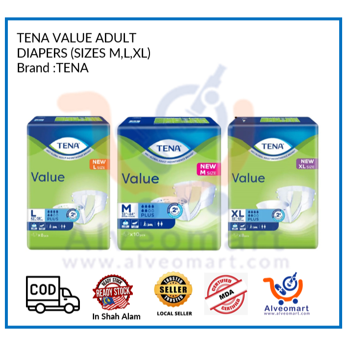 TENA Value Adult Diapers Tape (M10s/L8s/XL8s) | Shopee Malaysia