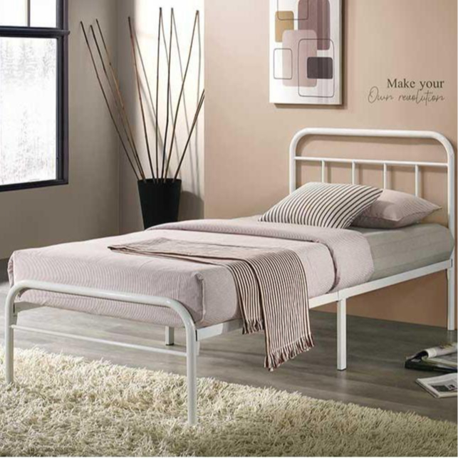 Mlife White Metal Single Bed Frame With Mattress / Single Bed / Double ...