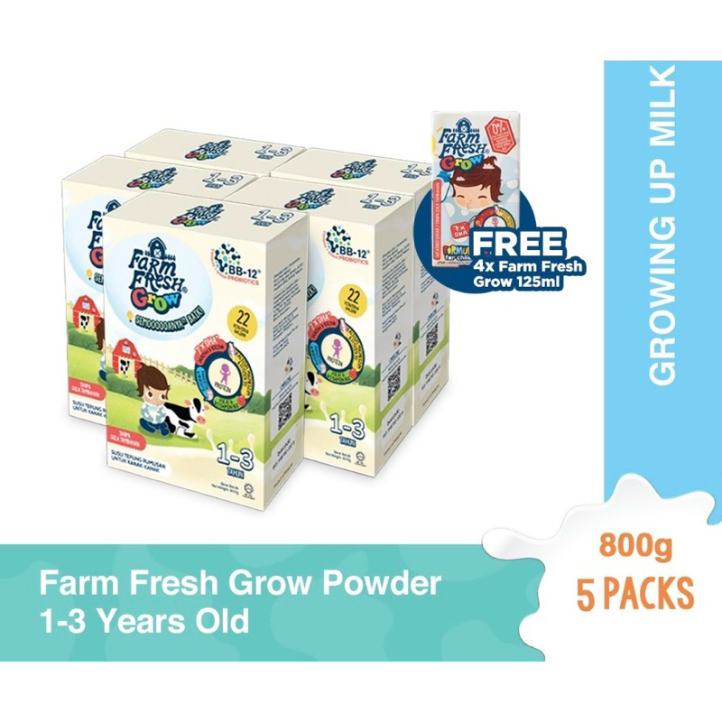 💥BEST DEAL💥Farm Fresh Grow Powder 1-3 Years Old 800g x 5 Packs + Free ...