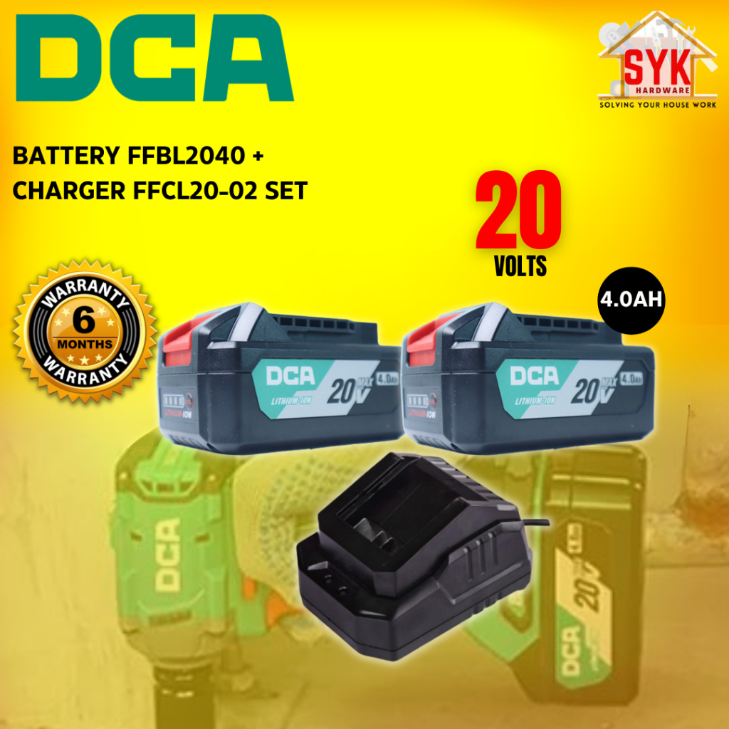 SYK DCA LI-ION Battery 4.0Ah (FFBL2040) + Charger (FFCL20-02) Battery ...