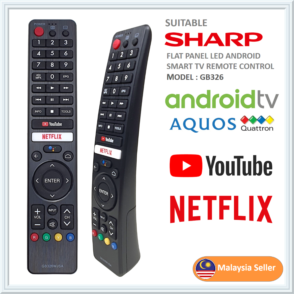 Replacement Sharp Youtube Netflix Android Smart TV Remote Control ...