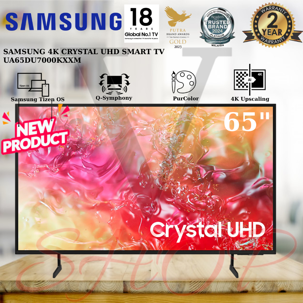 [NEW MODEL 2024] SAMSUNG 65" 4K CRYSTAL UHD SMART TV UA65DU7000KXXM | Shopee Malaysia