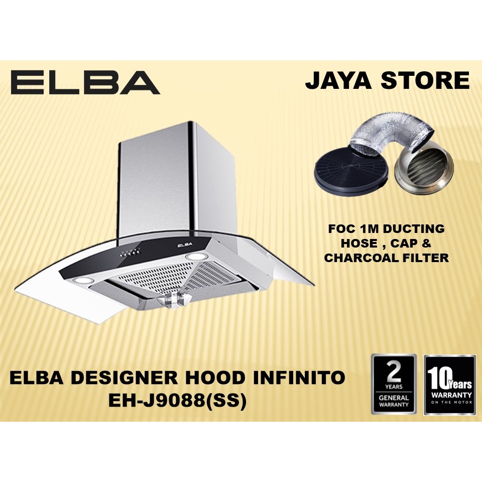 Elba Infinito Designer Cooker Hood EH-J9088(SS) (1400M3/Hr Suction)(Foc ...