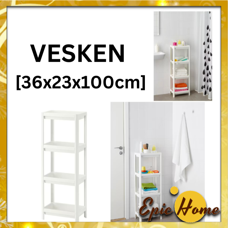 【EpicHomez】(36x 23x 100cm) Ikea Vesken 4-Tier Bathroom Shelf unit/Multi ...