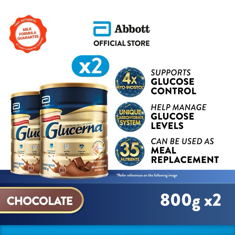 Glucerna Diabetes-Specific Formula - Choclate (800g x 2Tins) Exp 2026 ...