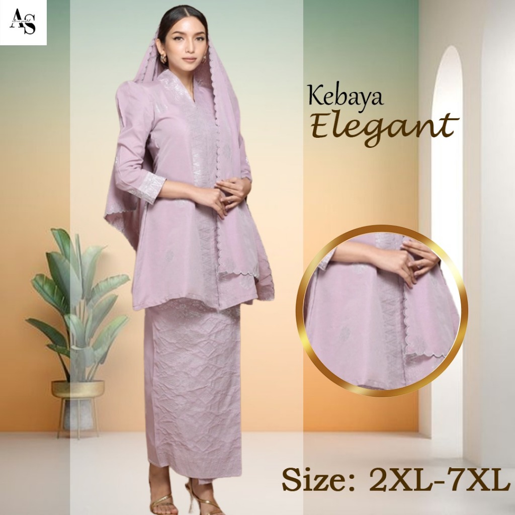 Plus Size 2XL - 7XL | Baju Kebaya Elegant | By Athirah Songket | Cotton ...
