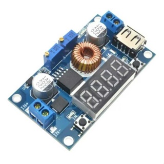 DC-DC Step Down XL4015 CC w/ Display & USB, Peak 5A (Adjustable Voltage & Current) Regulator ...