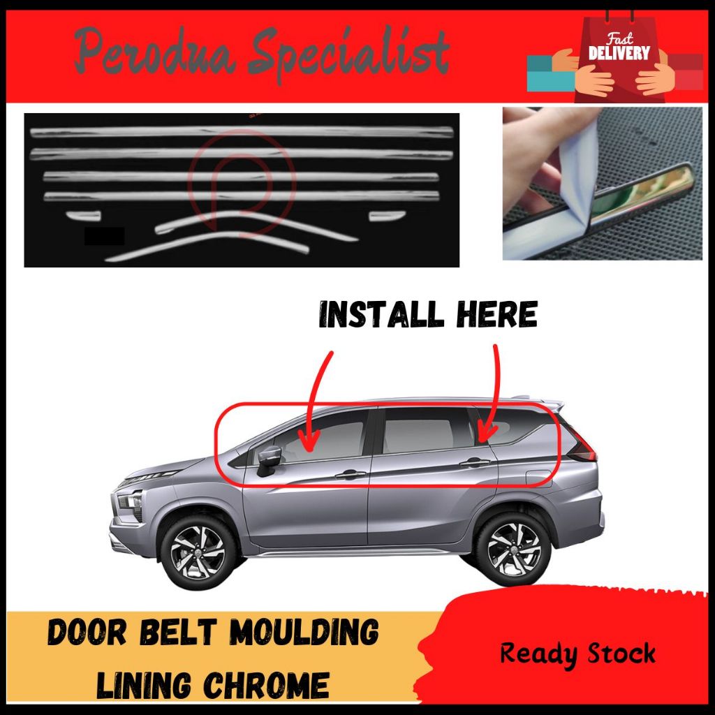 Mitsubishi Xpander Door Belt Moulding Chrome/Lining Chrome 8 PCS ...