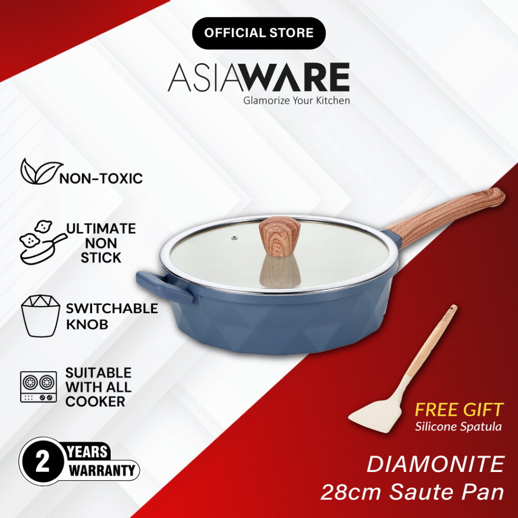 ASIAWARE Diamonite Non Stick Granite Cookware 28cm Saute Pan Kuali Batu ...