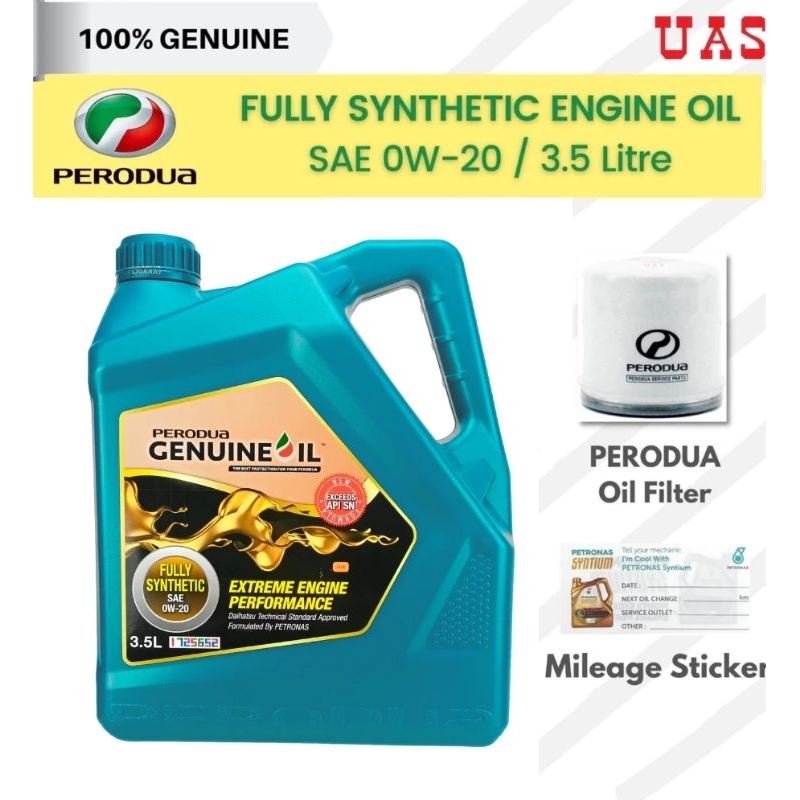 ORIGINAL PERODUA ENGIN OIL FULLY 0/20w 3.5lit AXIA bezza | Shopee Malaysia