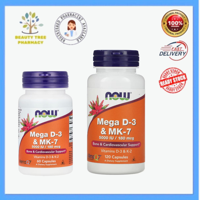 Now Foods Mega D-3 & MK-7 180 mcg (5,000 IU) Capsules | Shopee Malaysia