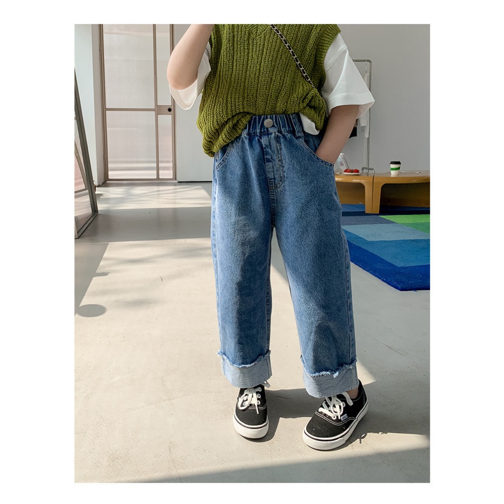 Children's clothing girls denim wide leg pants 2024 spring clothing new ...