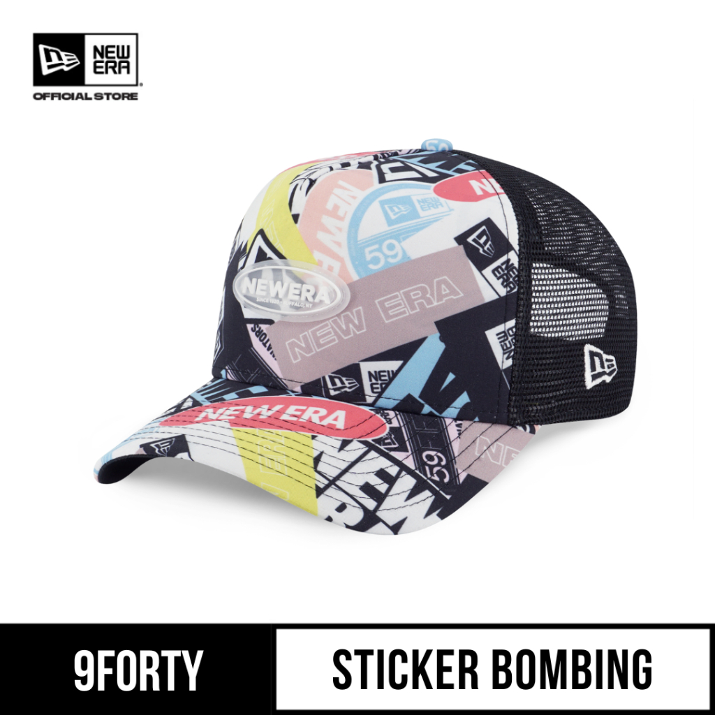 New Era 9FORTY A-Frame Trucker Party Vibe Sticker Bombing Multicolor ...