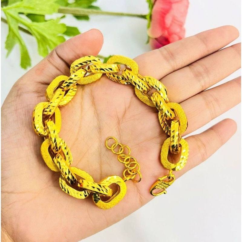 💥 Gelang Tangan SAUH TALI KAPAL CORAK Gold Emas Bangkok Bracelet gold ...