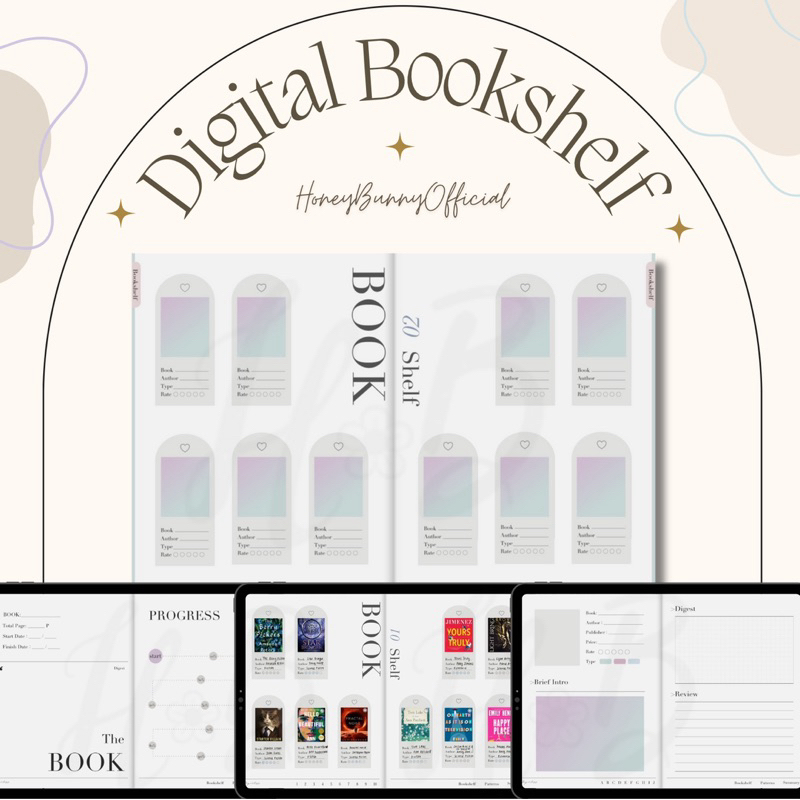 2025 Digital Template Bookshelf Yearly Monthly PDF GoodNotes ...
