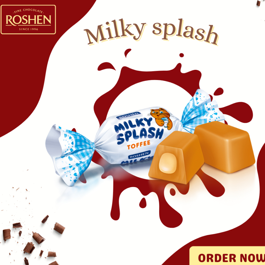 Roshen Milky Splash Toffee With A Milk Filling 250G/500G/1KG | Shopee ...