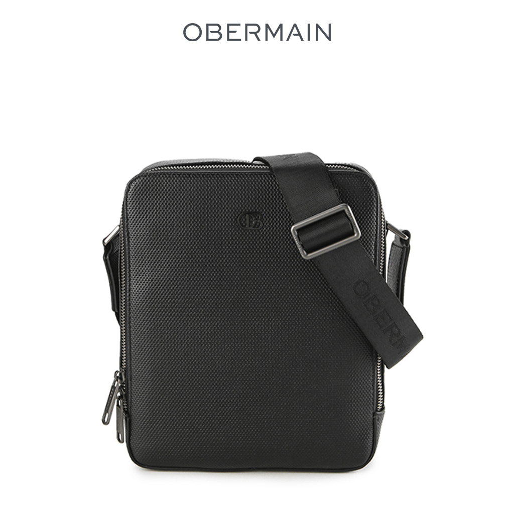 OBERMAIN Men's Sling Bag / Genuine Leather / Black / OBC414G2 | Shopee ...