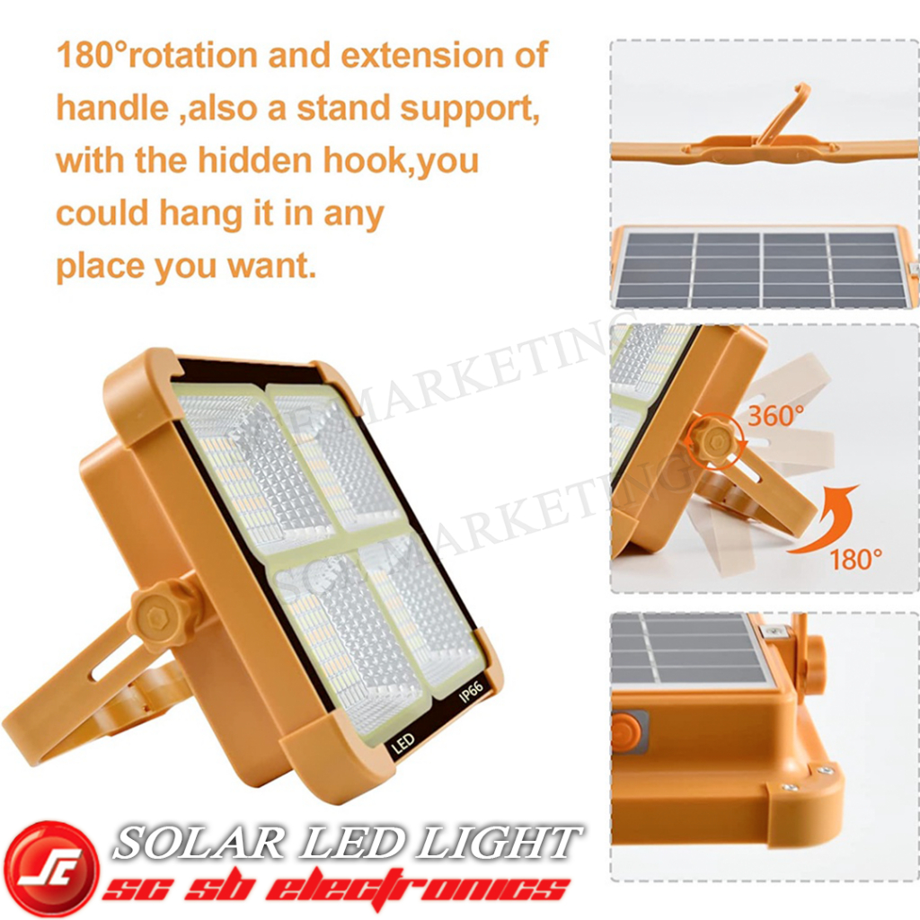 60W PORTABLE SOLAR MULTIFUNCTION SPOTLIGHT FLASH LIGHT FLOOD LIGHT WITH ...
