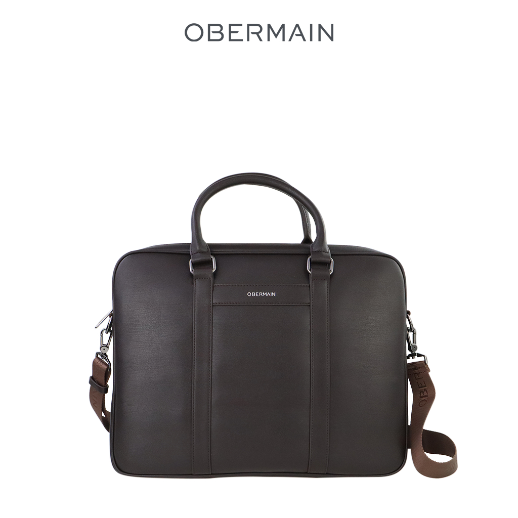 OBERMAIN Men's Document Bag / Synthetic Leather / Dark Brown / OBD400P3 ...